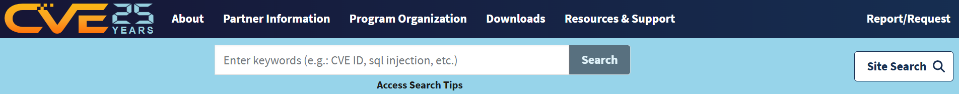 CVE List Keyword Search box
